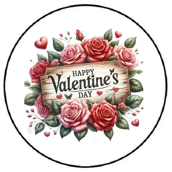 Valentines Day Wood Sign With Flowers Stickers Party Favor Phone Decal ...