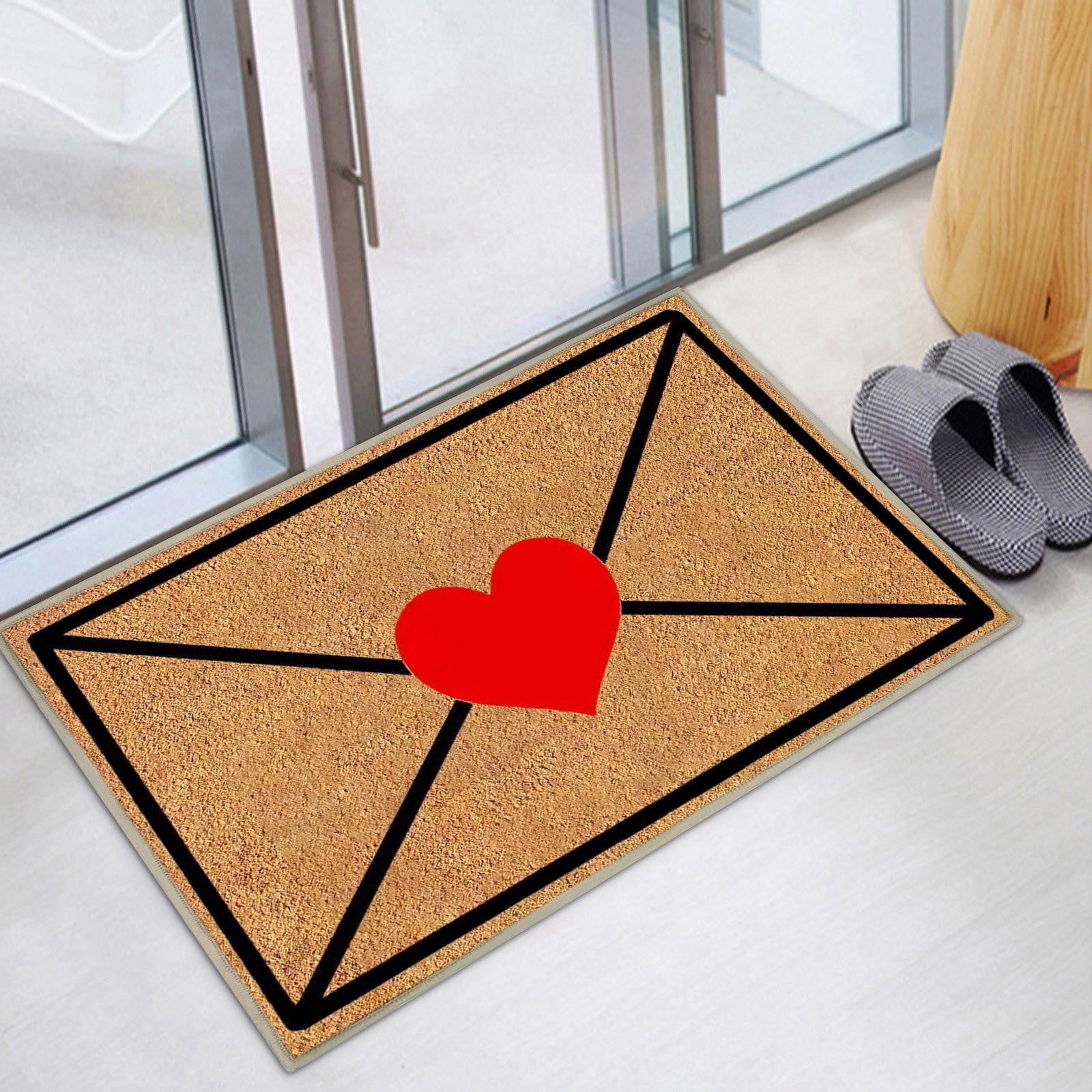 Valentines Door Mat Coir 24 x 36, Romantic Love Heart Welcome Mat ...
