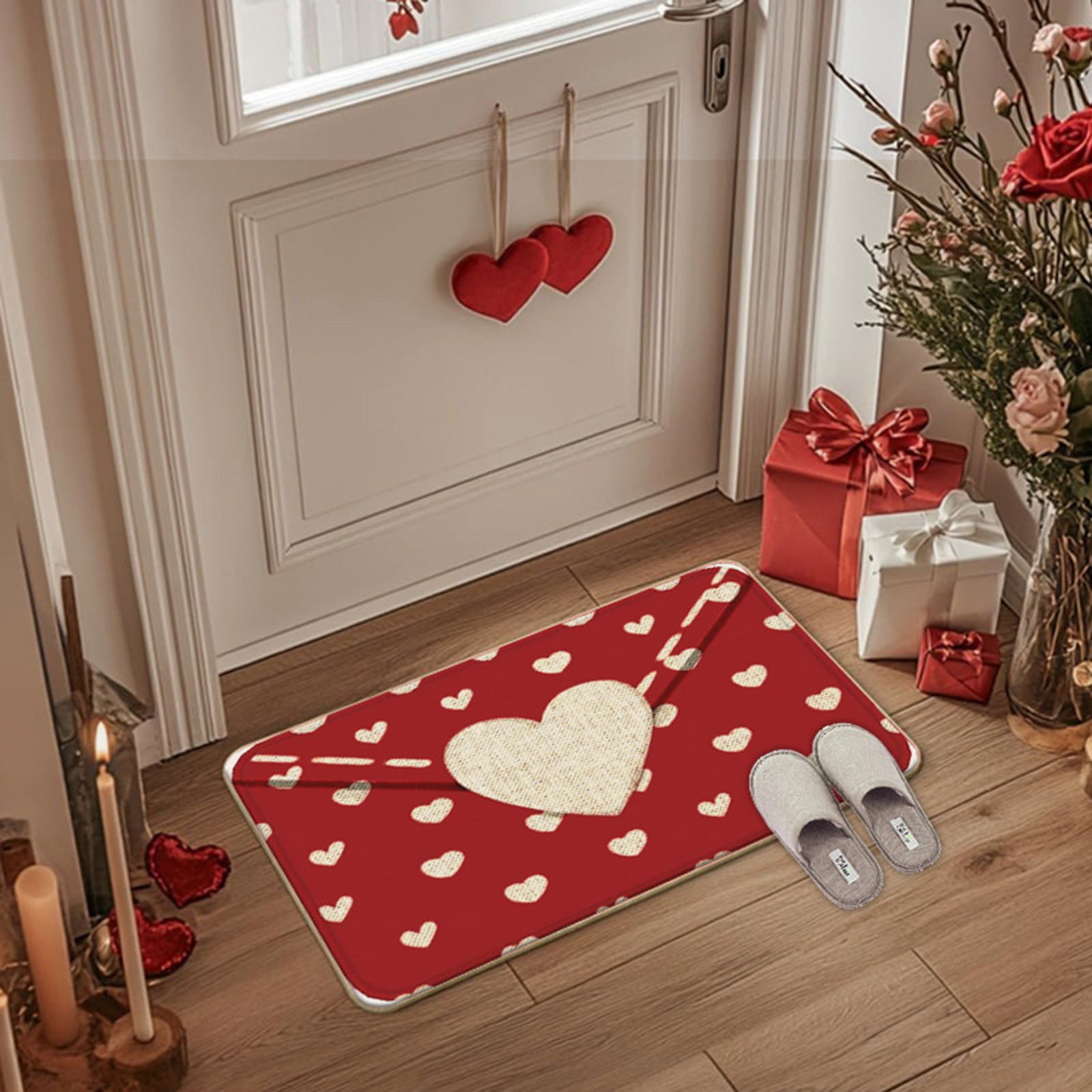Valentines Door Mat Coir, Romantic Love Heart Welcome Mat, Valentines ...