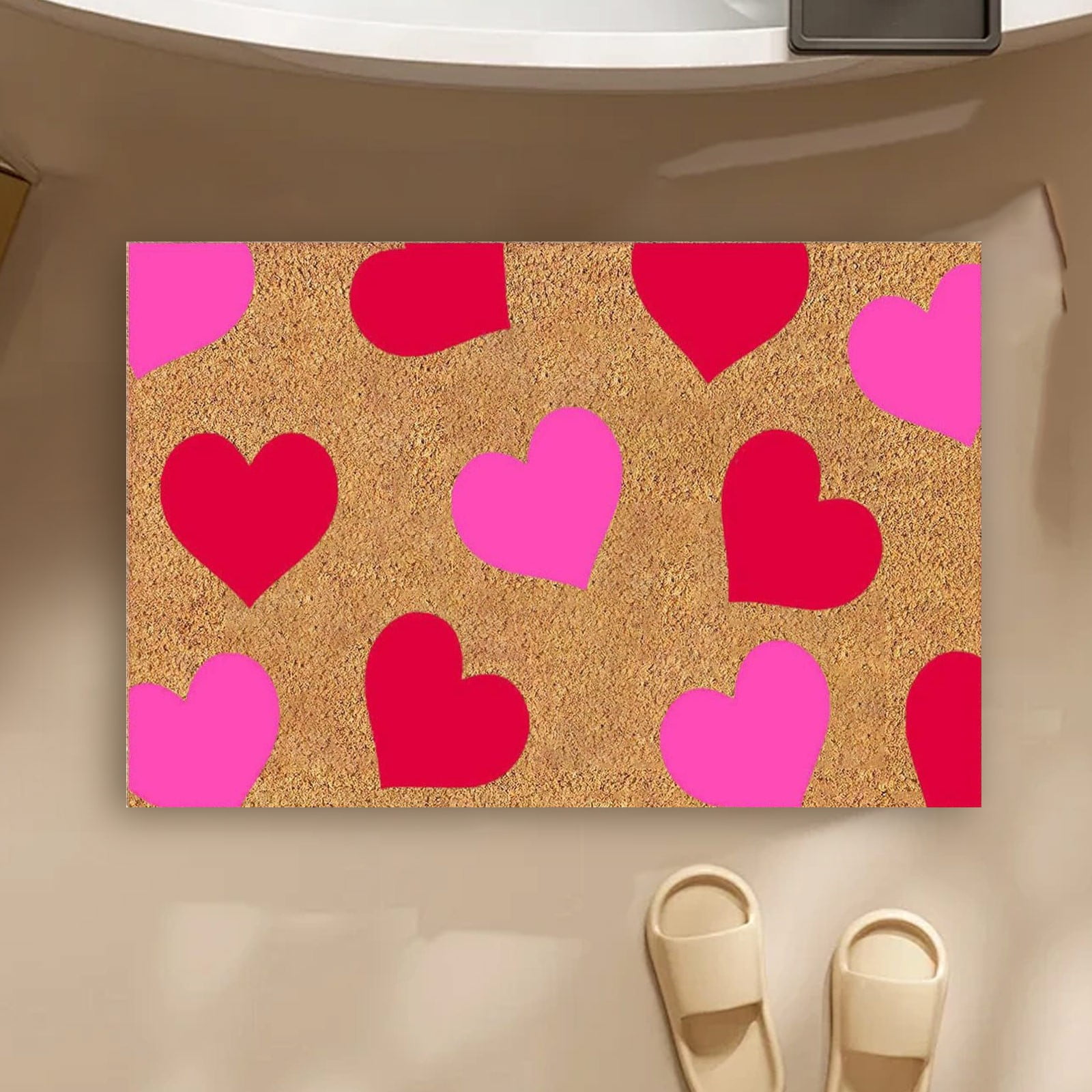Valentines Door Mat Coir, Romantic Love Heart Welcome Mat, Valentines ...