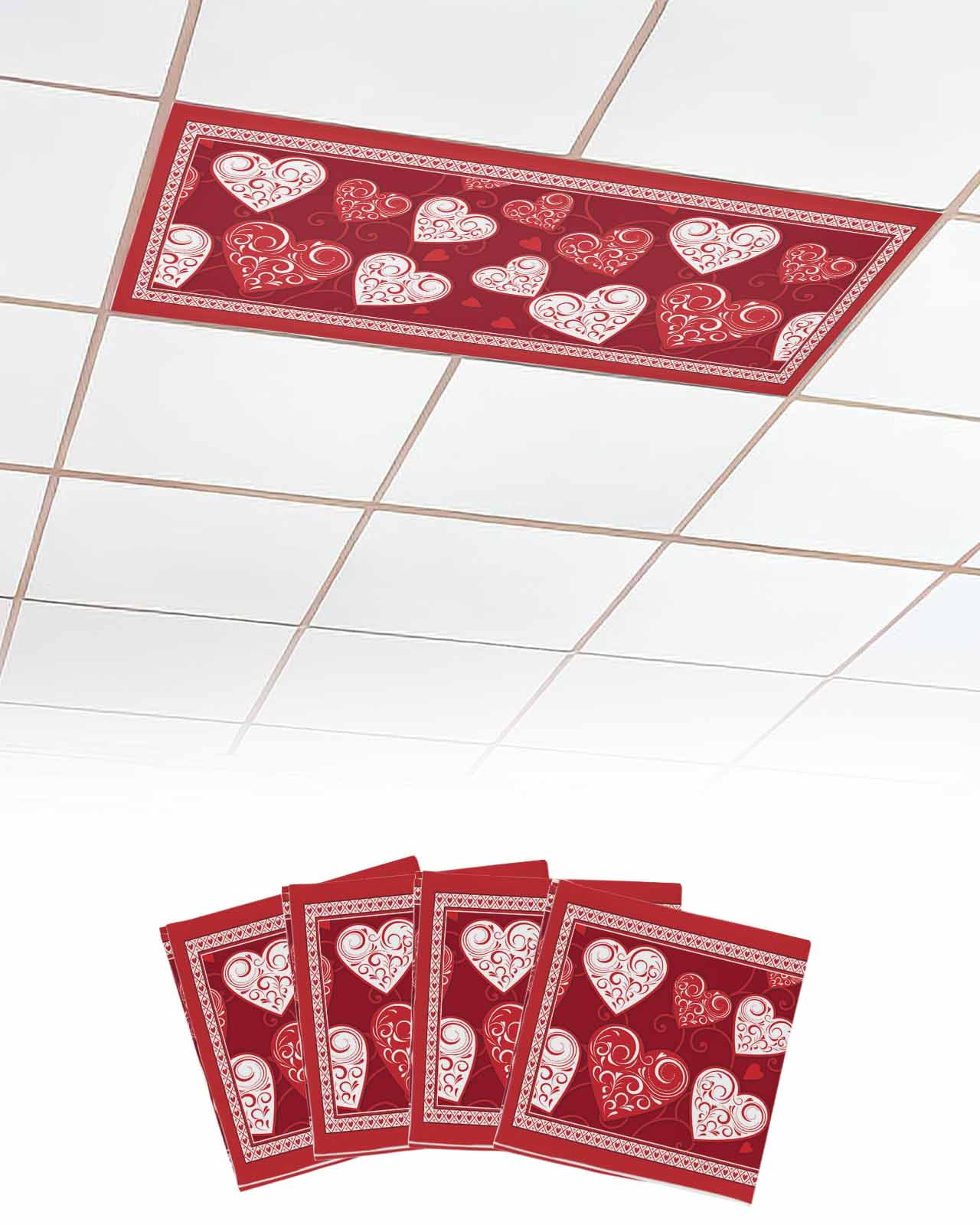 Valentines Fluorescent Light Covers for Ceiling Lights 4x2 feet, 4 Pack ...
