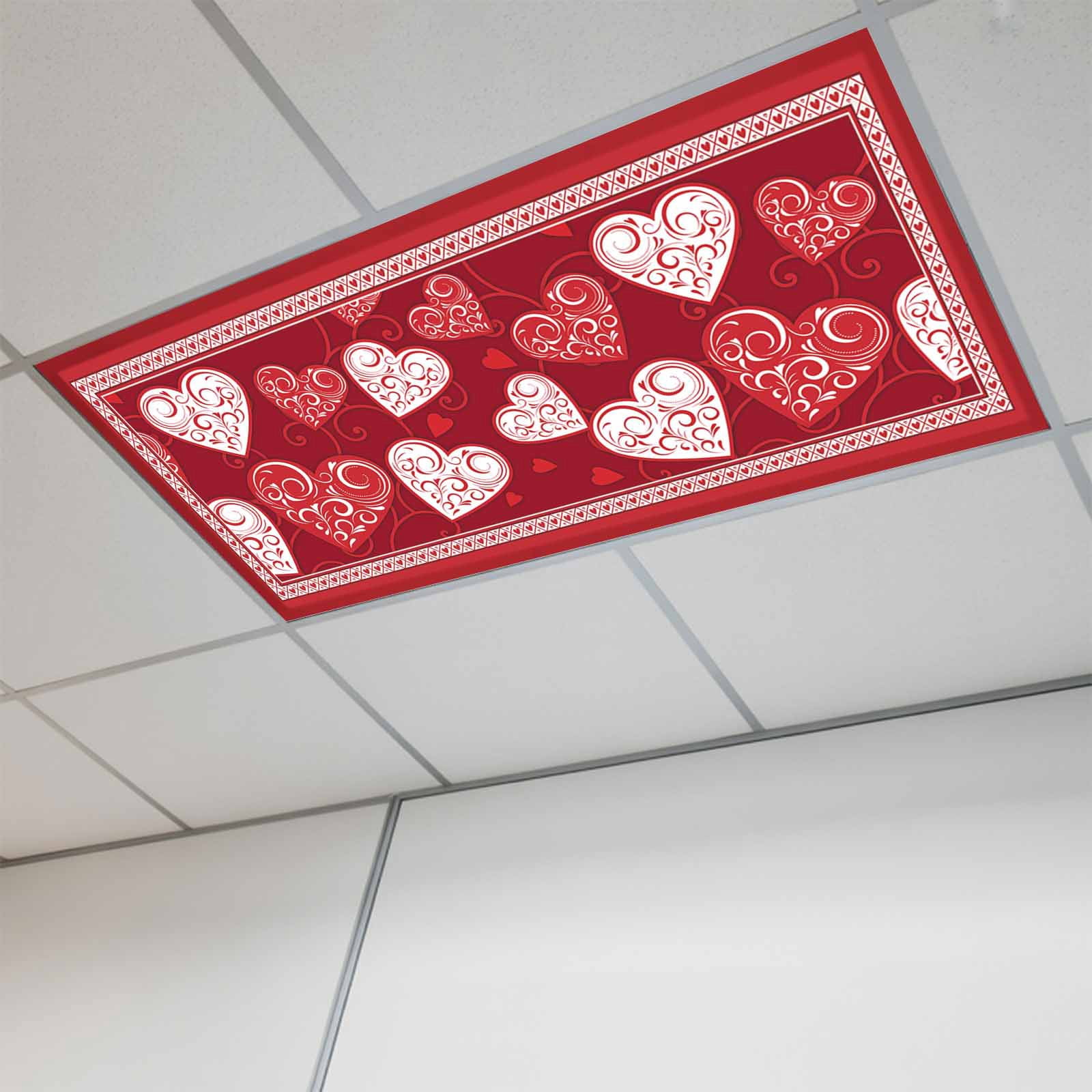 Valentines Fluorescent Light Covers, Red Love Heart Romantic Magnetic ...