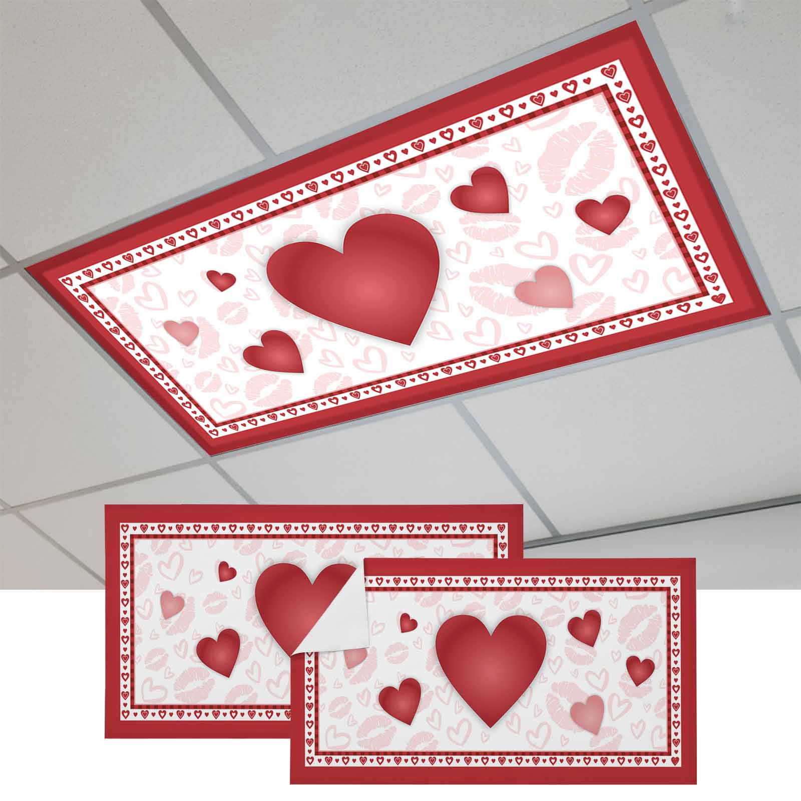 Valentines Fluorescent Light Covers, Romantic Red Lips Love Heart ...