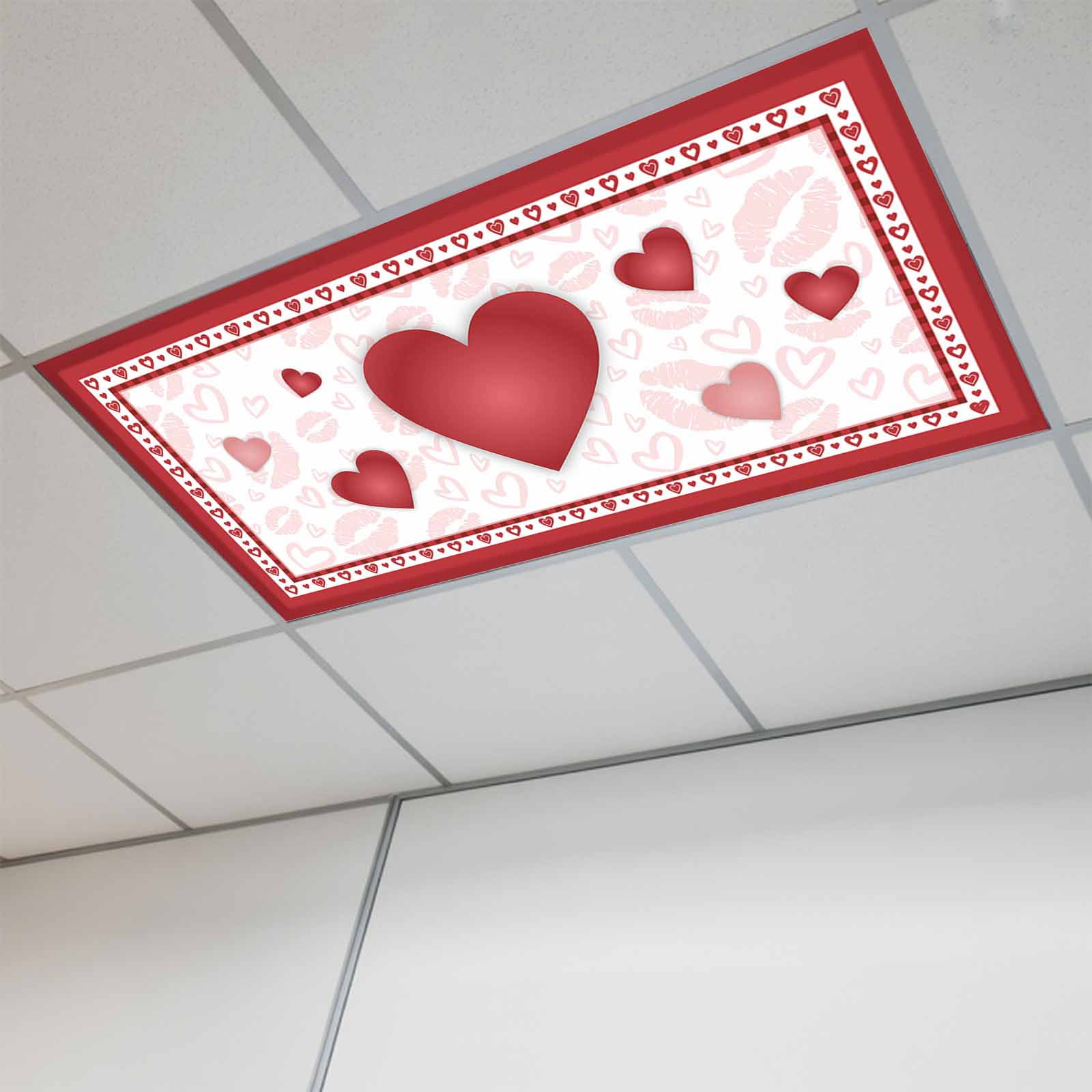 Valentines Fluorescent Light Covers, Romantic Red Lips Love Heart ...