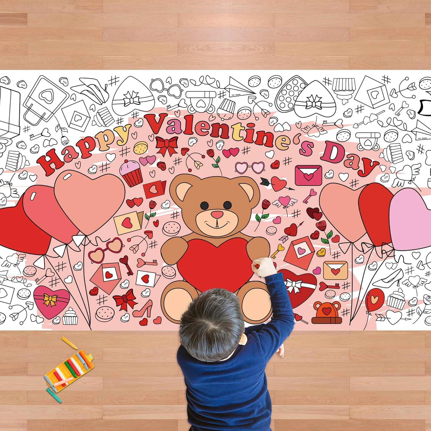Valentines Giant Coloring Poster/Tablecloth-Valentines Day Gifts for ...