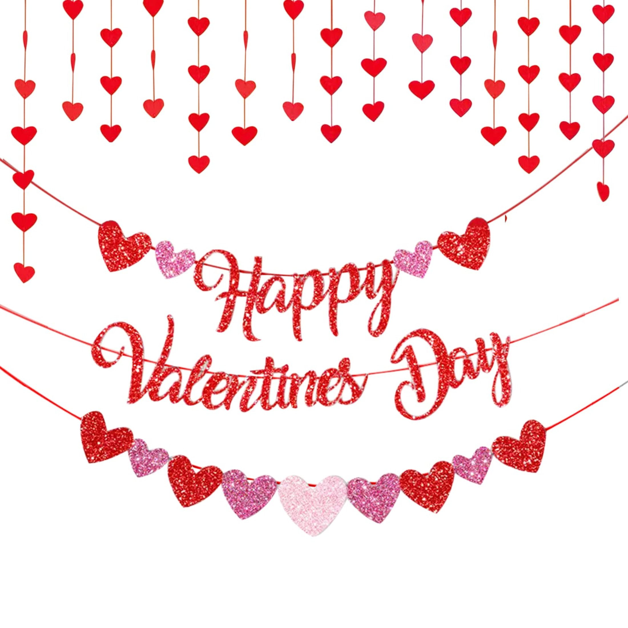Valentines Heart Banner Kit - Red Decorations for Galentines, Wedding ...