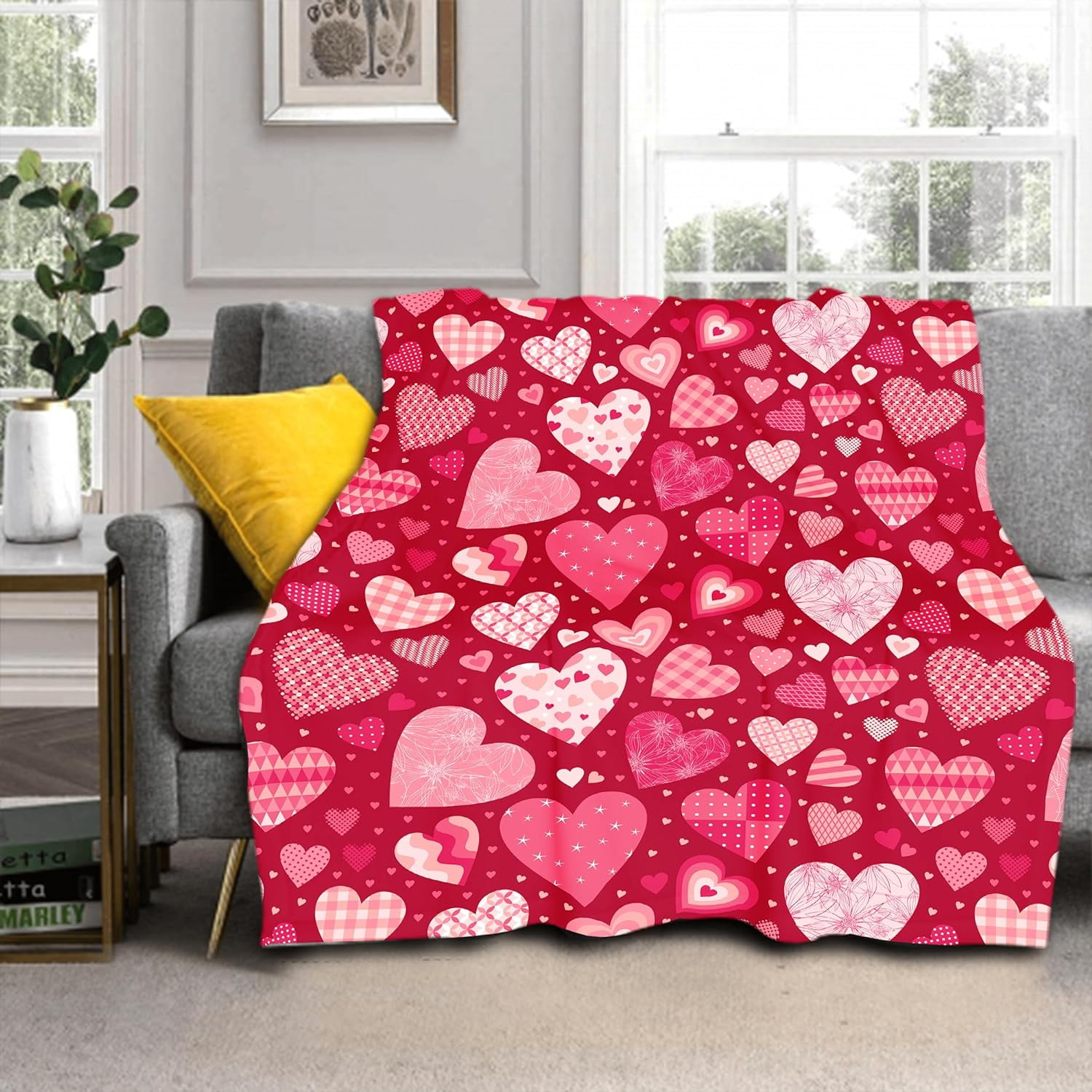 Valentines Heart Blanket Soft Flannel Lightweight Valentine Pink Love ...