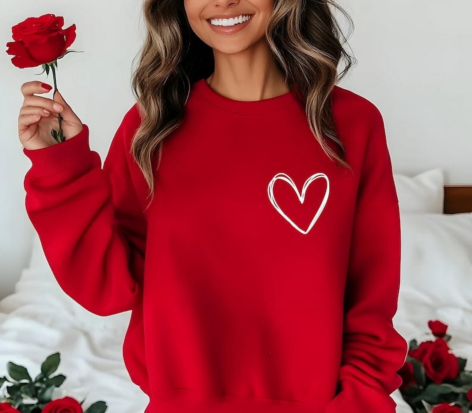 Valentines Heart Sweatshirt, Womens Valentine's Day Sweatshirt, Couple Gift Sweatshirt, Heart ...