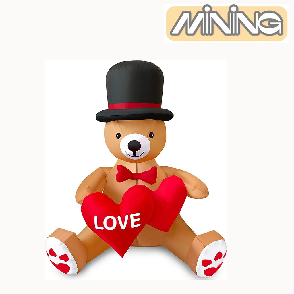 Valentines Inflatable Inflatable Bear with Love Heart, Valentine's Day ...