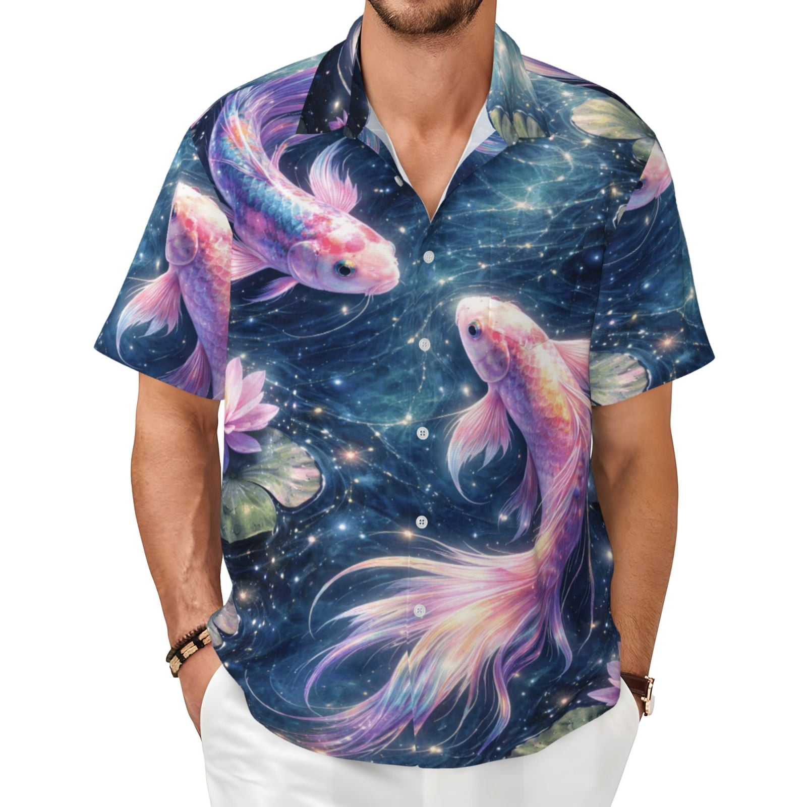 Valentines Koi Fish Men'S Short-Sleeved Shirts with All-Over Prints for ...