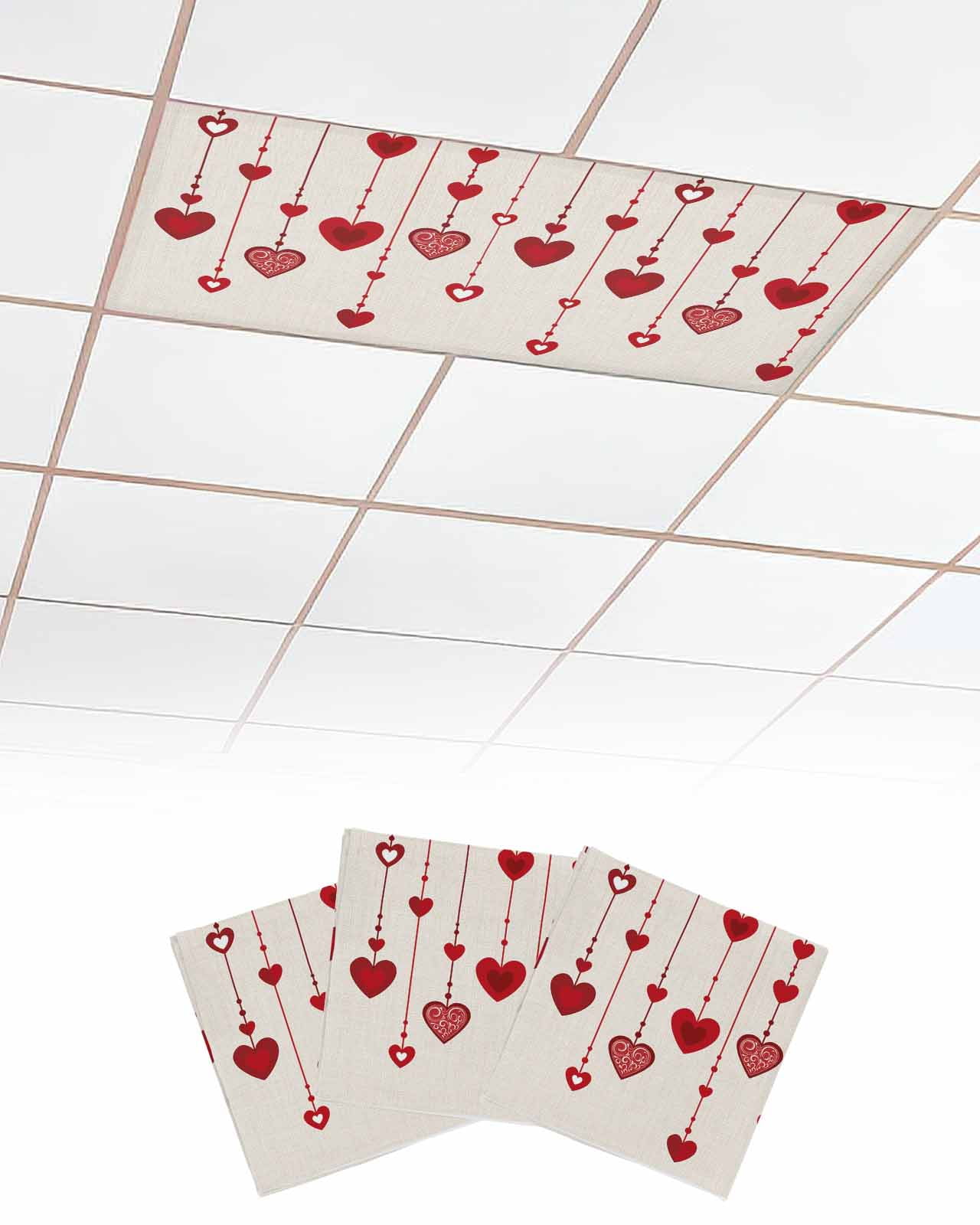 Valentines Love Heart Fluorescent Light Covers for Ceiling Lights 4x2 ...