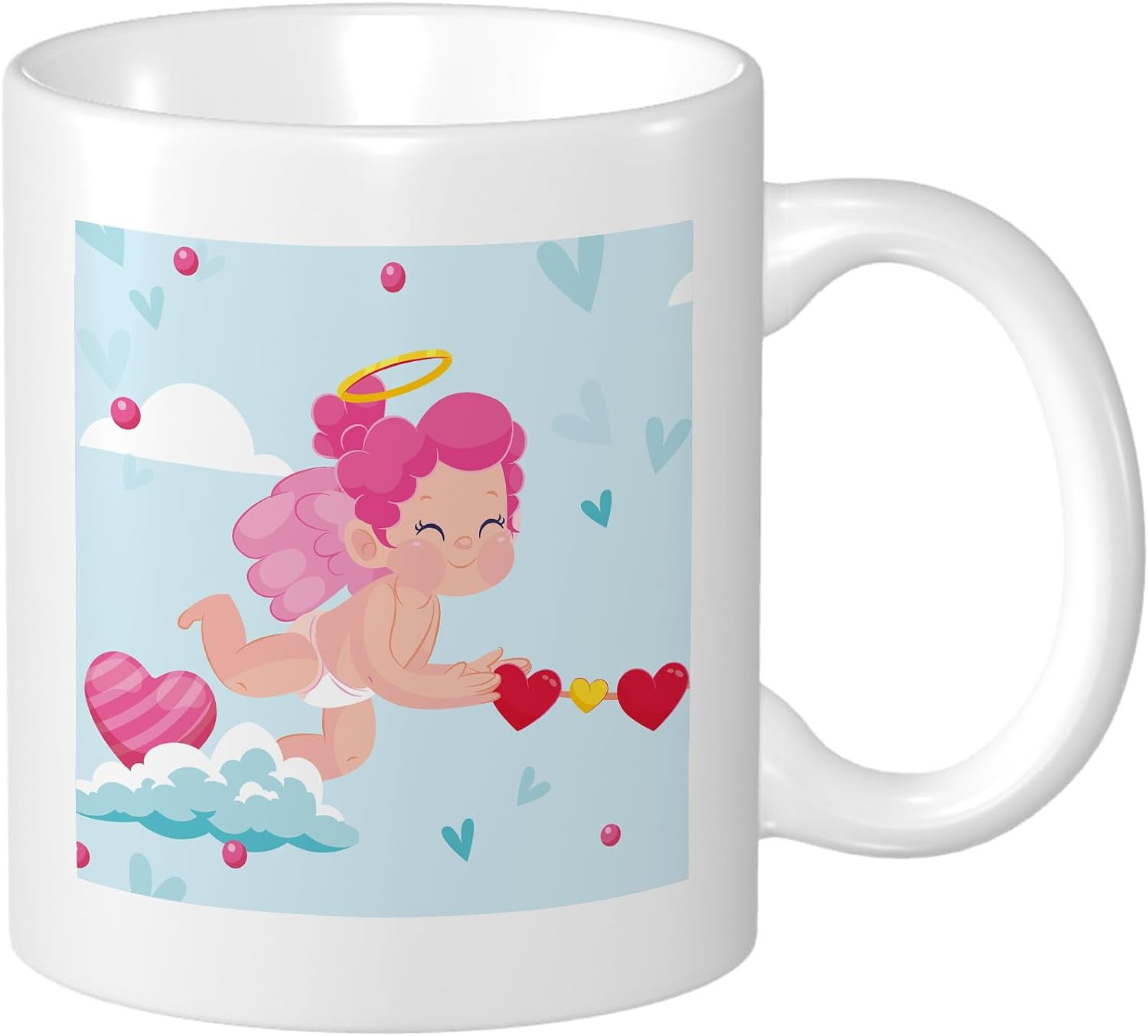 Valentines Mug Anniversary Decorative Little Angel Fairy Heart Cloud ...