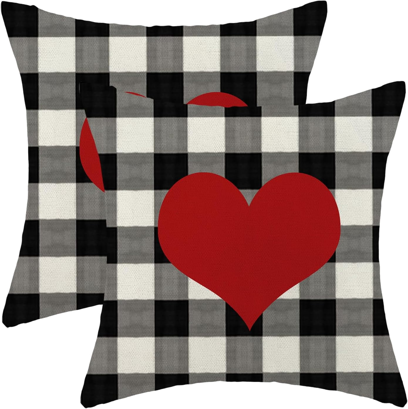 Valentines Pillow Covers 18x18 Inch Set of 2,Black Buffalo Plaid Love ...