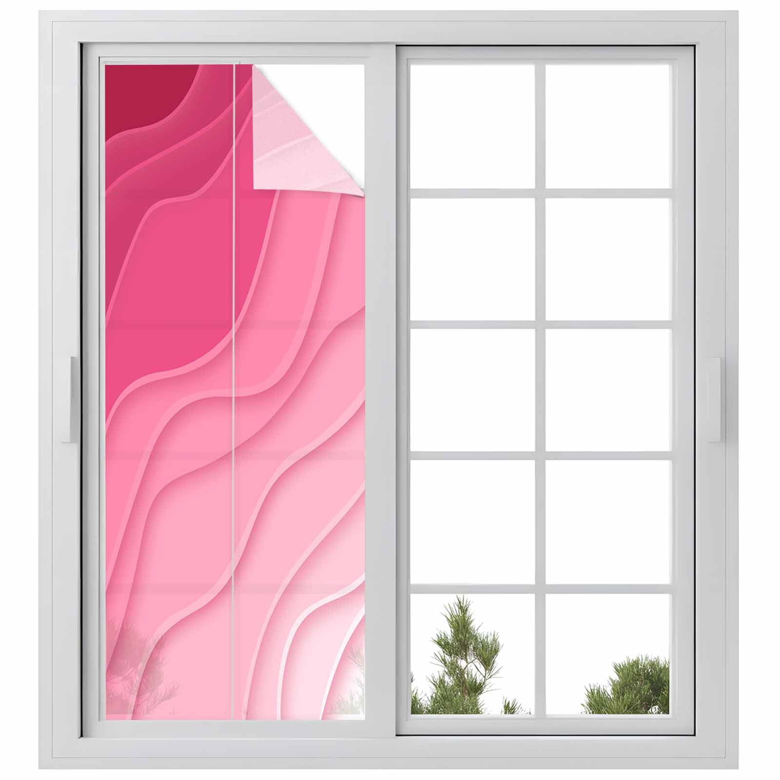 Valentines Pink Ombre Window Privacy Film, Modern Geometric Abstract ...