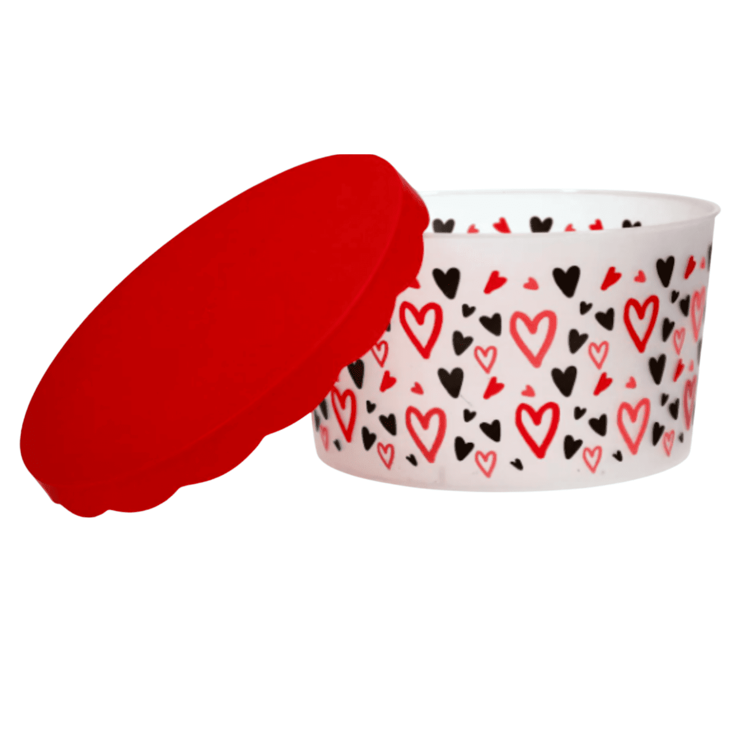 Valentines Plastic Cookie Container with Scallop Lids Round Food Tubs ...