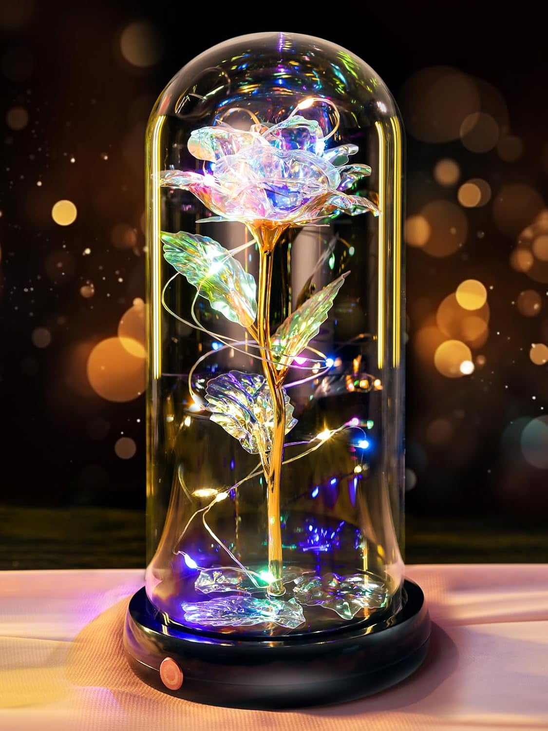Mothers Day Rainbow Rose Gifts for Women Mom, Rechargeable Galaxy Glass ...