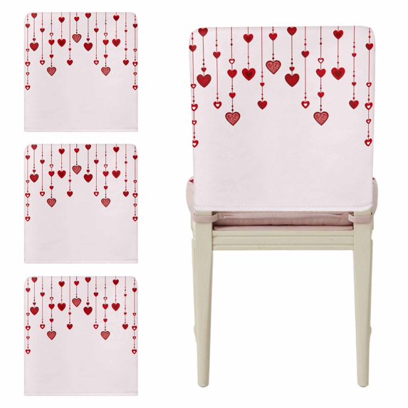 Valentines Red Chair Back Covers Set of 6, Love Heart Pink Stretch ...