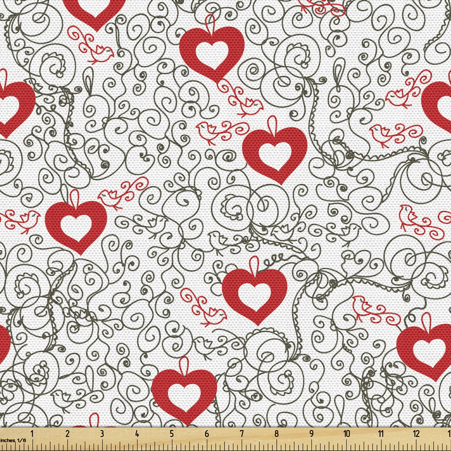 Ambesonne Valentines Fabric by the Yard Upholstery, Romantic Hearty, 10 ...