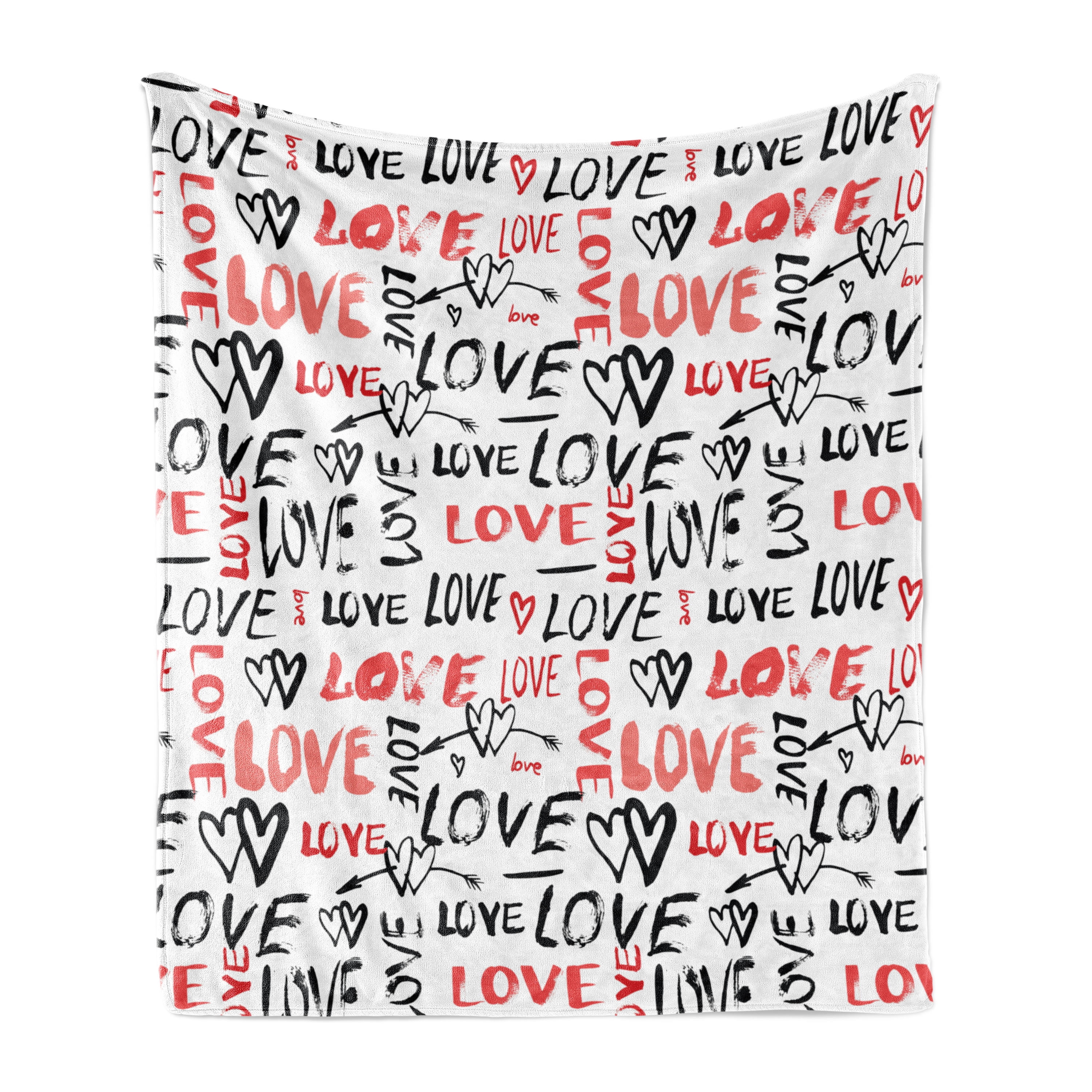 Valentines Soft Flannel Fleece Throw Blanket, Hand Drawn Love Lettering ...