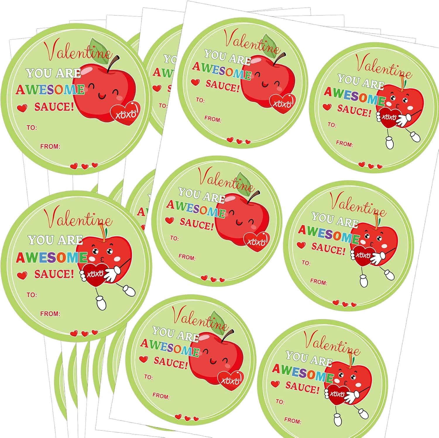 Valentines Sticker for Kids 2 inch to from Apple Happy Valentine's Day ...