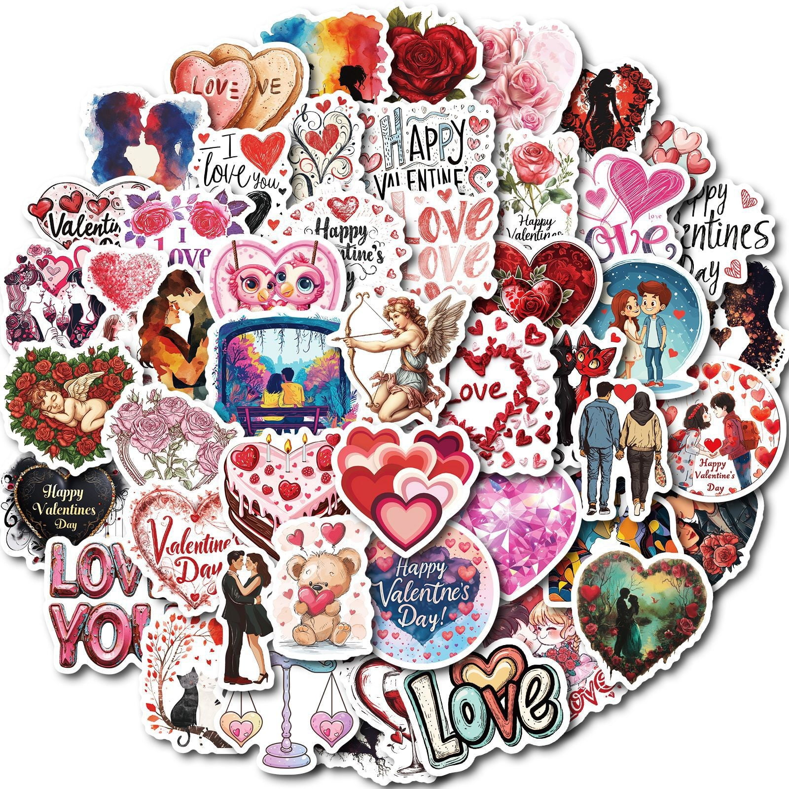 Valentines Stickers,Valentine's Day Waterproof Stickers,50-Pack for ...