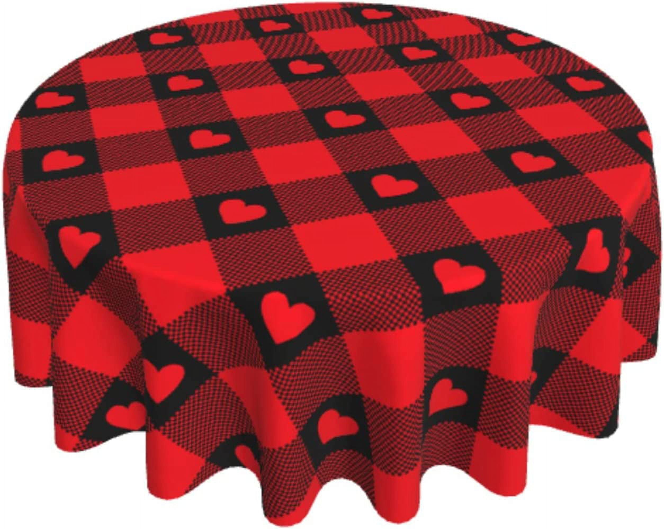 Valentines Tablecloth 60 Inch Round Plaid Table Cloth Valentine''s Day ...