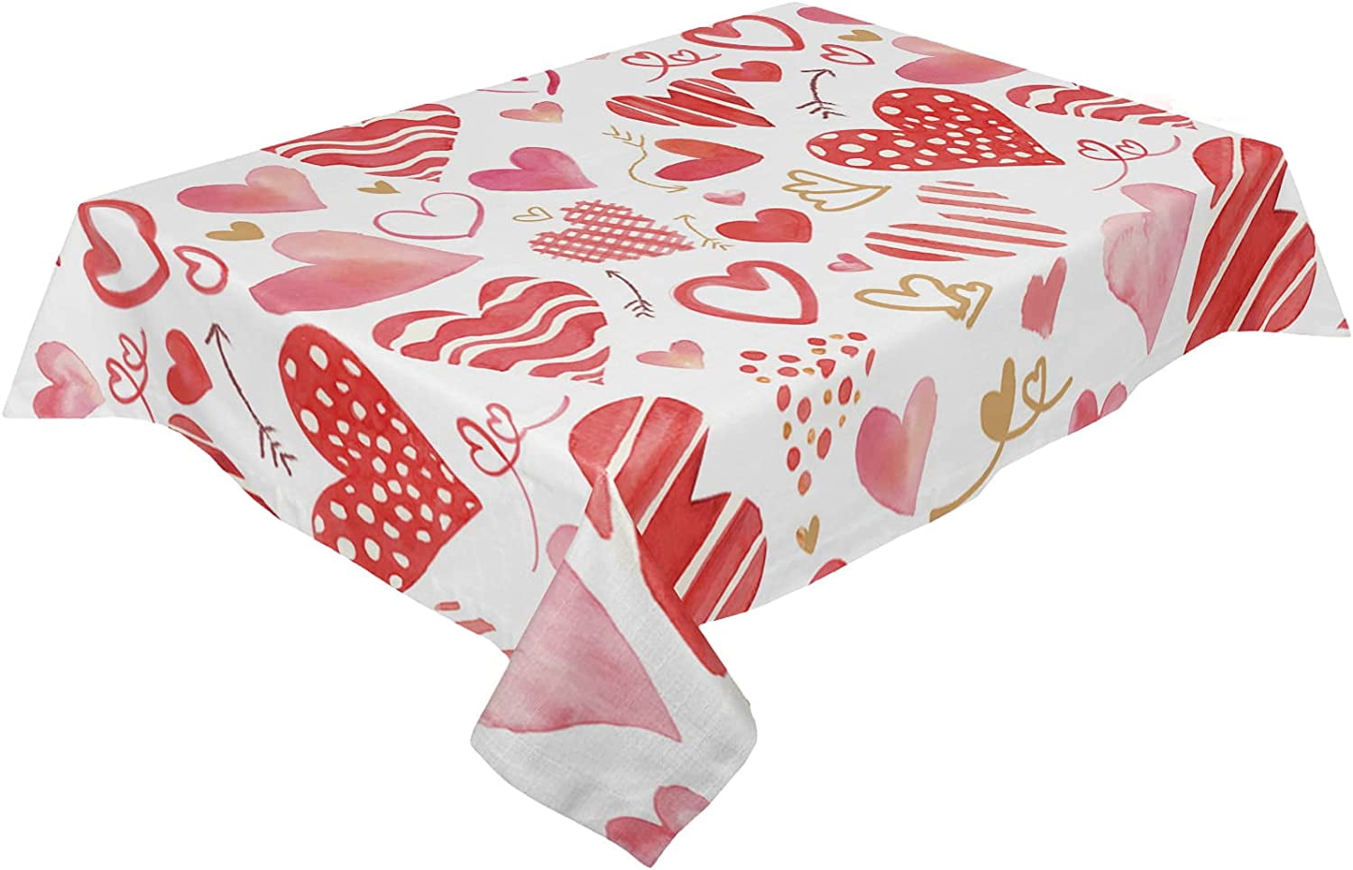 Valentines Tablecloth Heart Pink Red Waterproof Oil-Proof Table Cloth ...