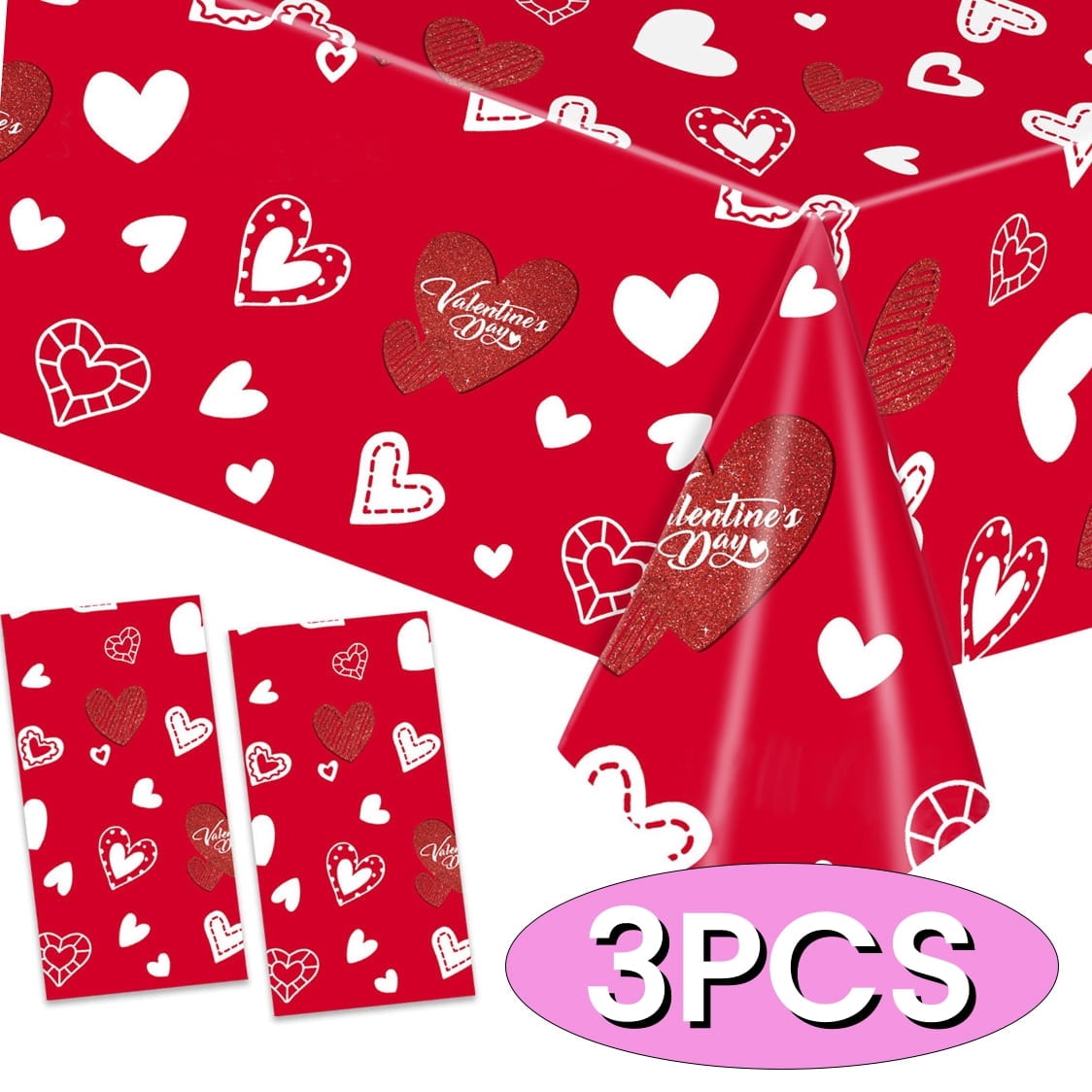 Valentines Tableclothes Heart Tablecloth Rectangle Table Covers for ...
