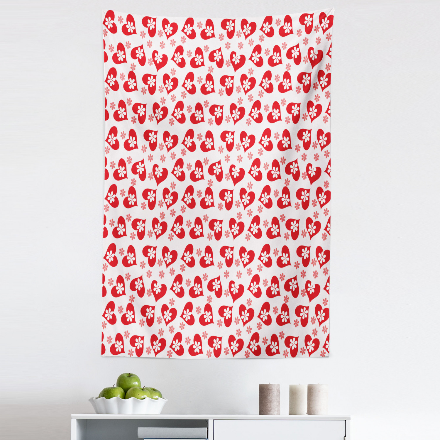 Valentines Tapestry, Romantic Feelings Illustration with Hearts and ...
