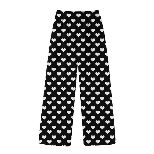 Valentines Womens Flannel Pajama Pants Fluffy Plush Heart Print Pj ...
