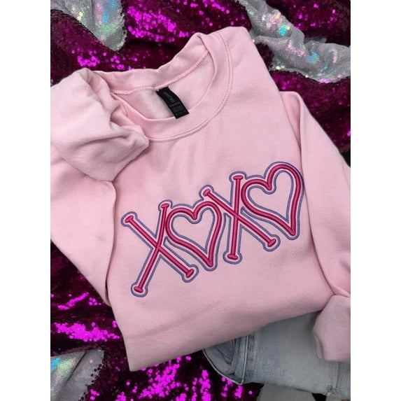 Valentines XOXO Puff -EMBROIDERED SWEATSHIRT - Walmart.com