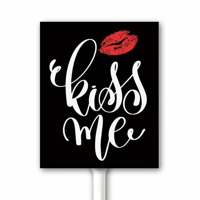 Valentines Yard Decor Kiss Me Metal Sign With Stake Valentines Day Sign ...