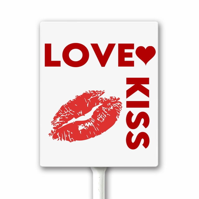 Valentines Yard Decor Love And Kiss Metal Sign With Stake Valentines ...