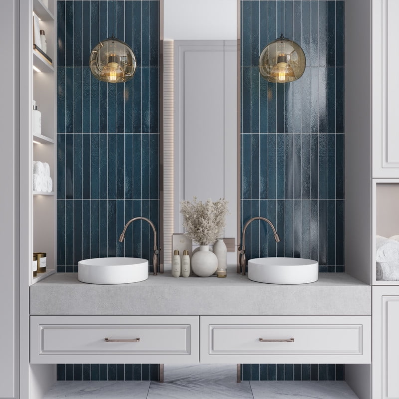 Valenza 2x16 Teal Green Ceramic Zellige Subway Wall Tile (10.76 sq ft ...