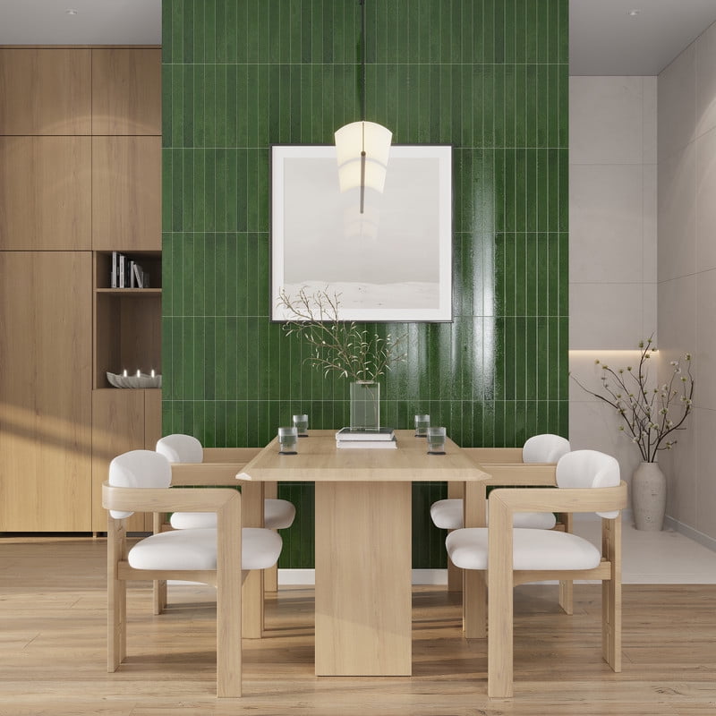 Valenza 2x16 Tropical Green Ceramic Zellige Subway Wall Tile (10.76 sq ...
