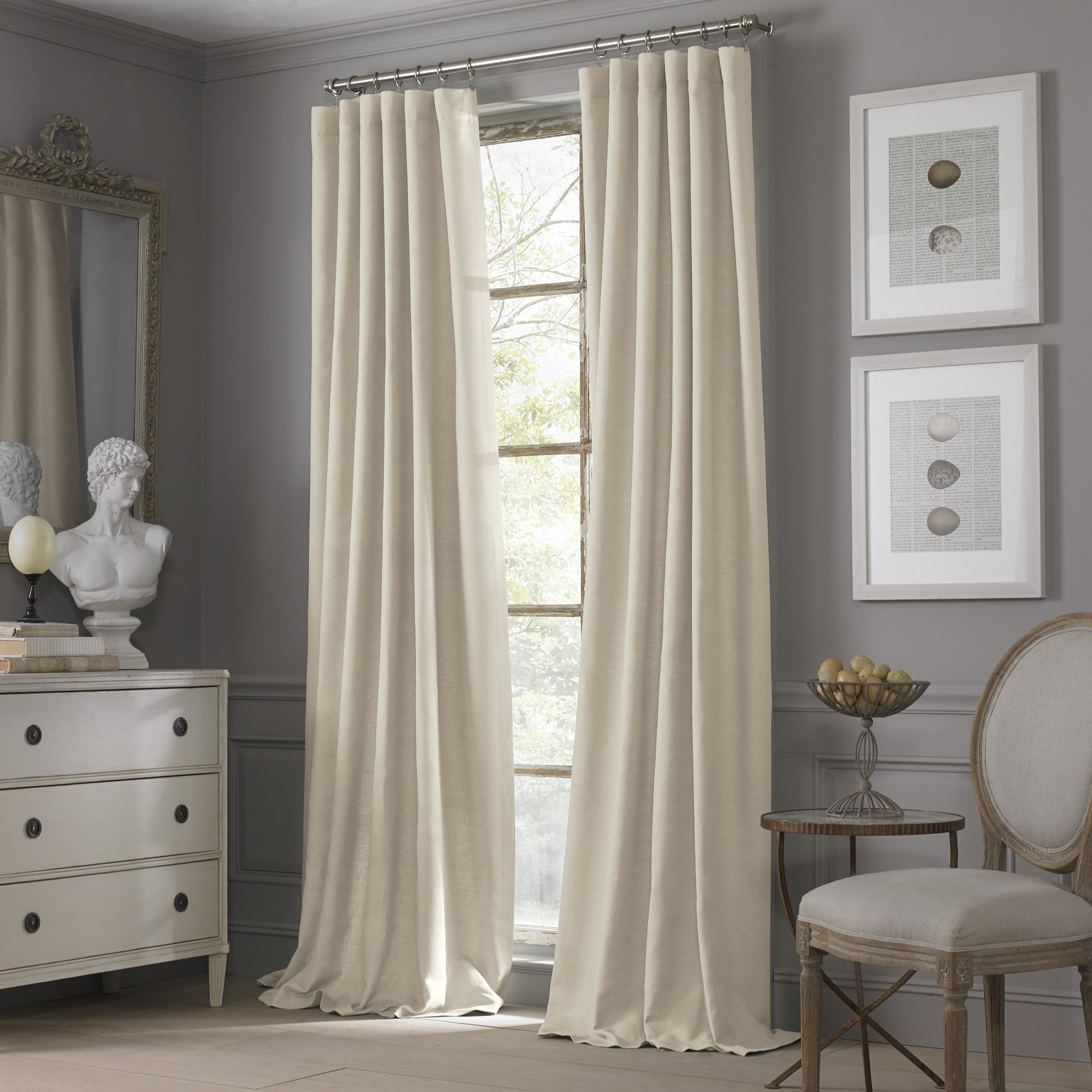 Valeron Estate Cotton Linen 84-Inch Window Curtain Panel in Sand ...