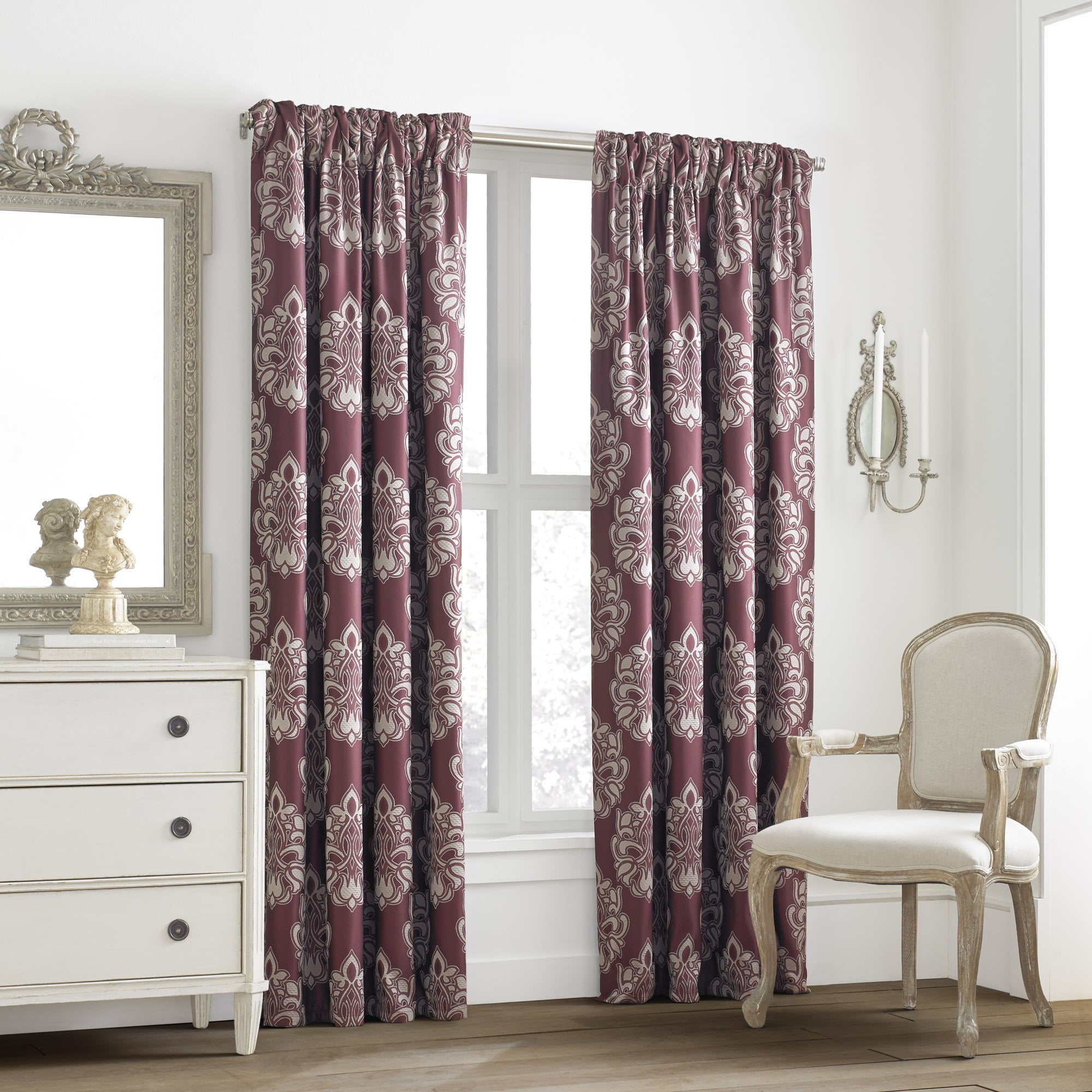 Valeron Glenview Rod Pocket with Pencil Pleat 108-Inch Window Curtain ...
