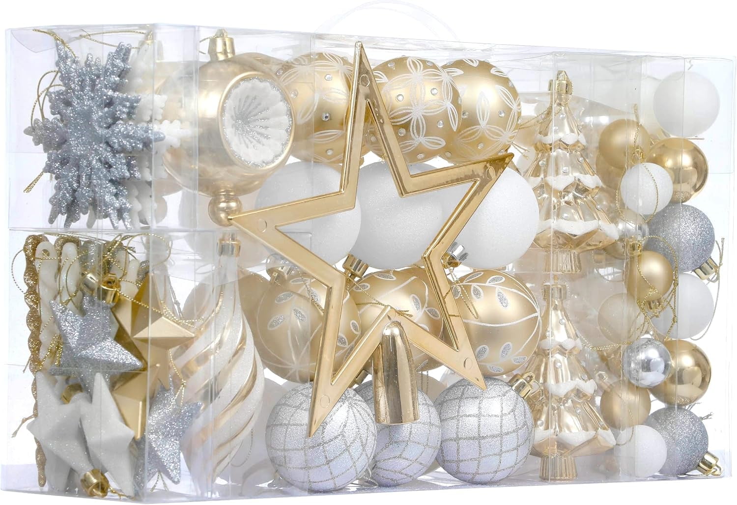 Free Shipping! Valery Madelyn 100ct Christmas Ornaments, White and Gold ...
