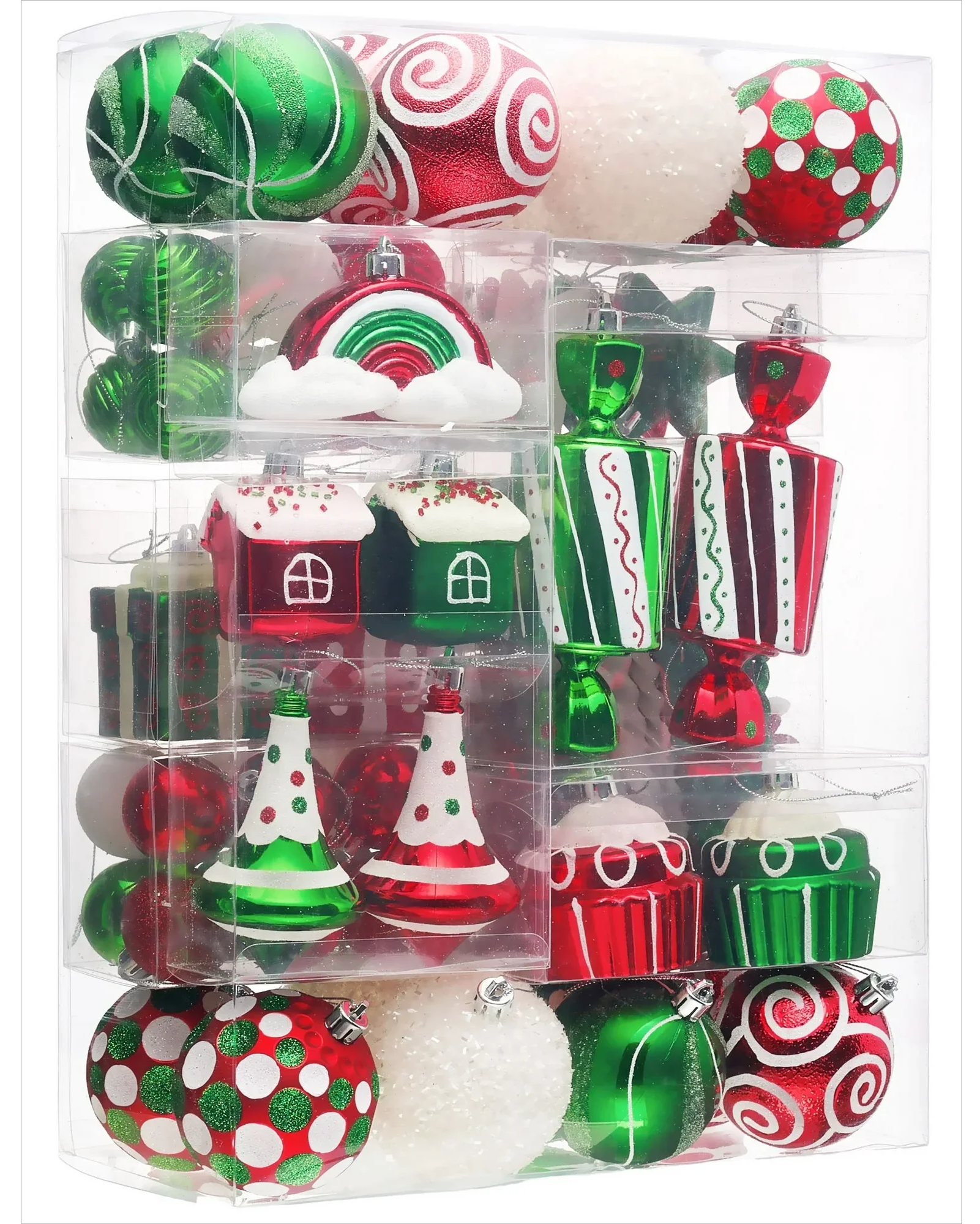 Valery Madelyn 100ct Sweet Candy Red Green White Shatterproof Christmas ...