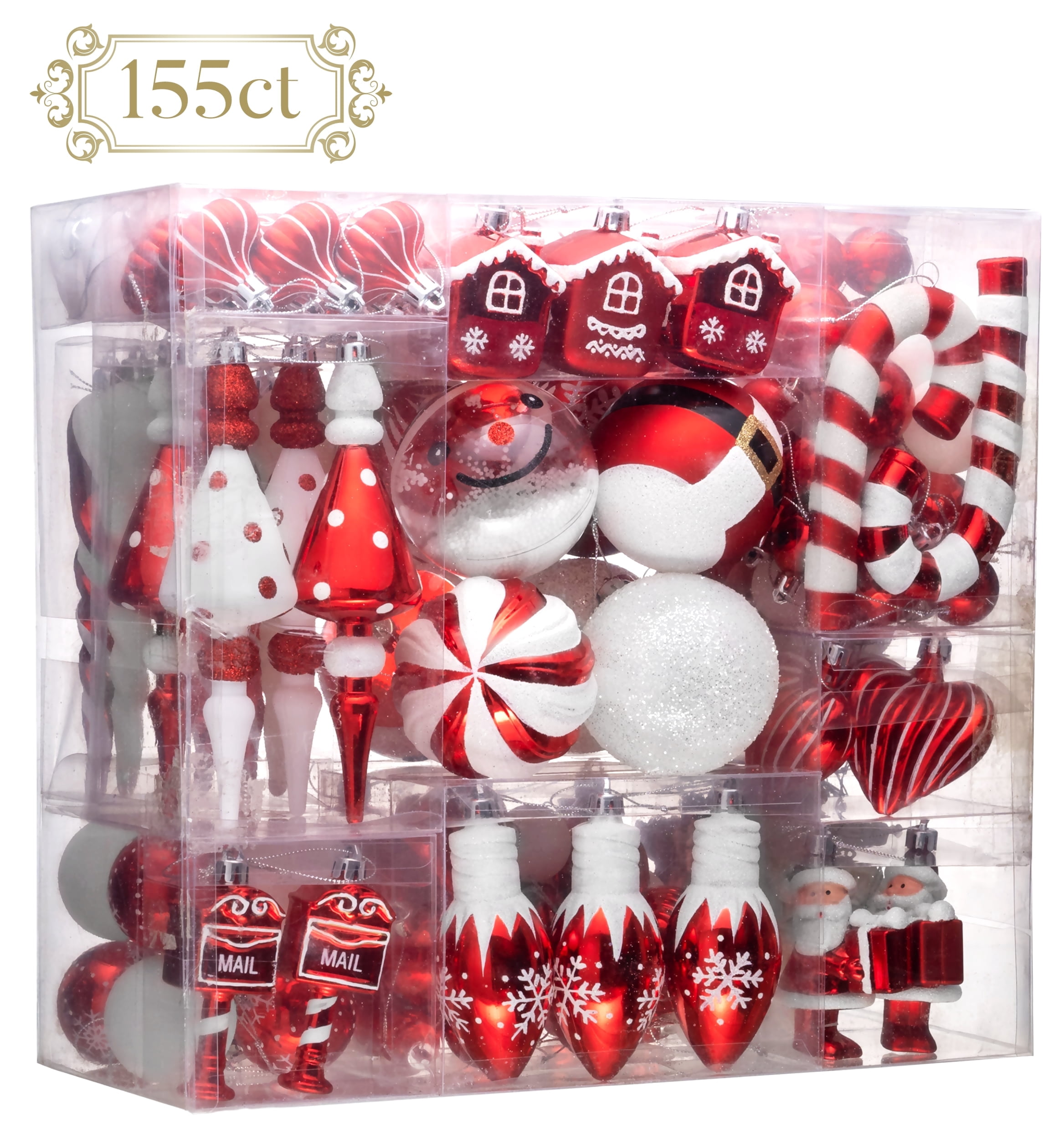 Valery Madelyn 155ct Shatterproof Christmas Ball Ornaments, Red and ...