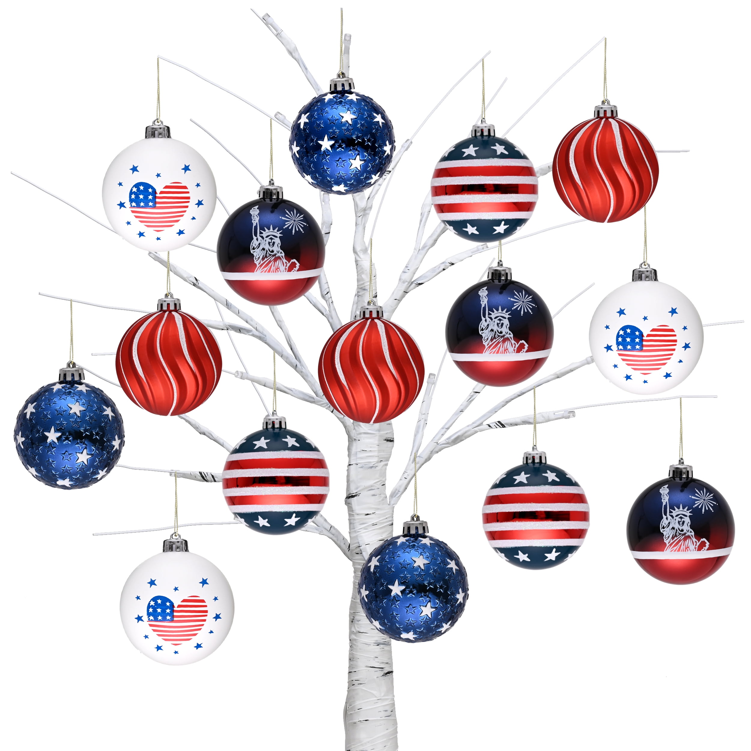 Valery Madelyn 16ct 3.15 inches Patriotic Ornaments Red White Blue ...