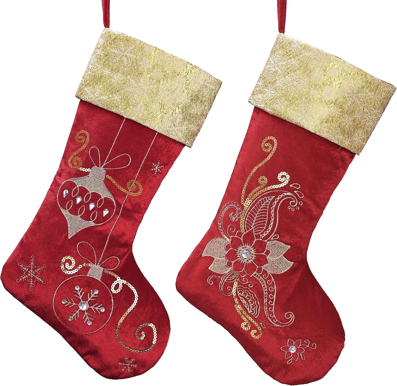 Valery Madelyn 21 inches Christmas Stockings, 2 Pcs Red Gold Elegant ...