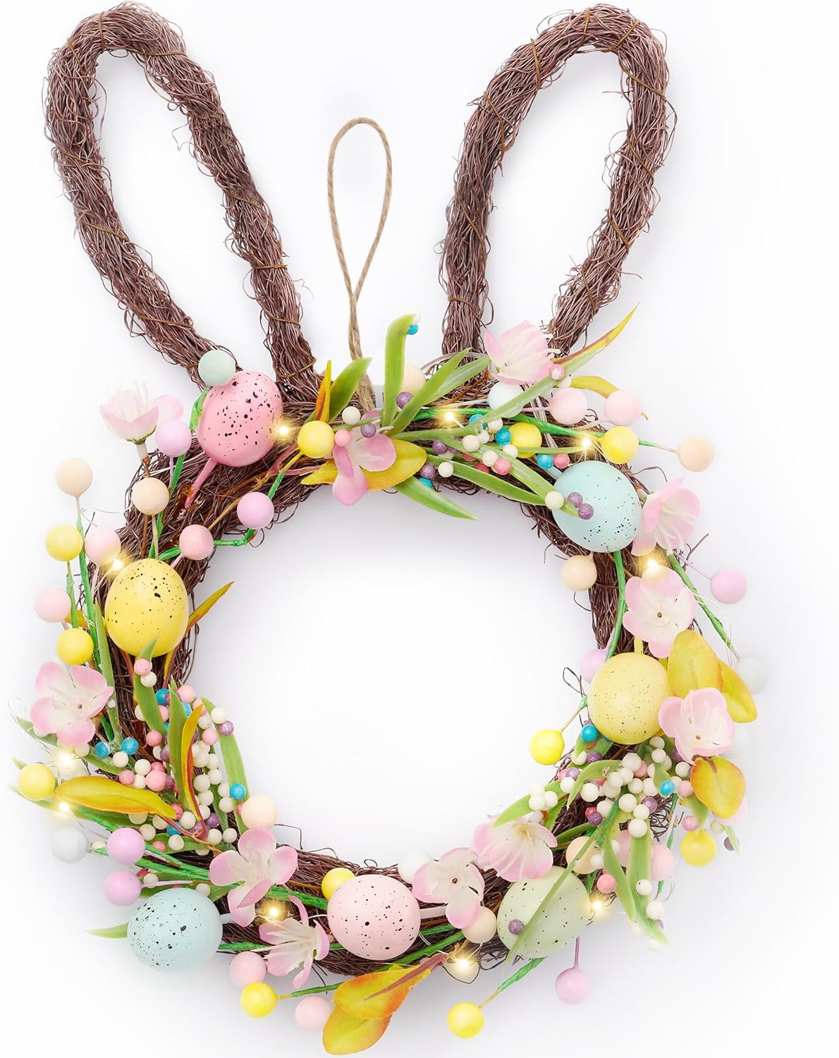 Valery Madelyn Easter Bunny Wreaths for Front Door with Lights, Easter ...
