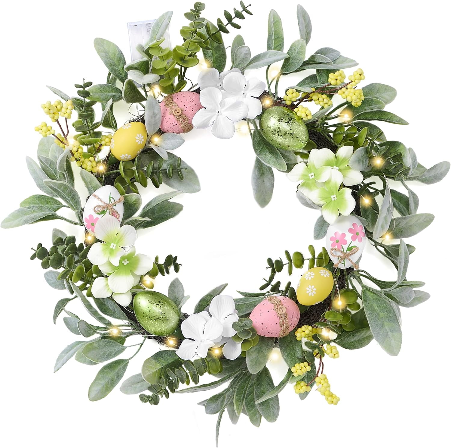 Valery Madelyn Pastel Easter Egg Wreaths Decoration for Front Door with ...