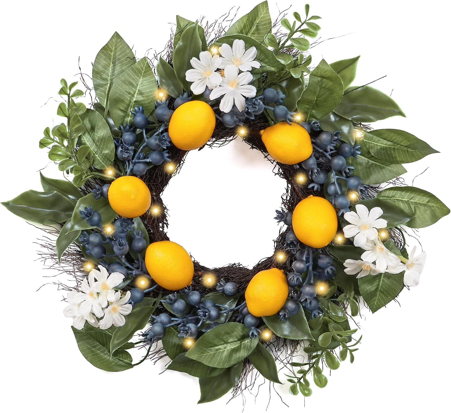 Valery Madelyn Spring Artificial Lemon Wreaths for Front Door with ...