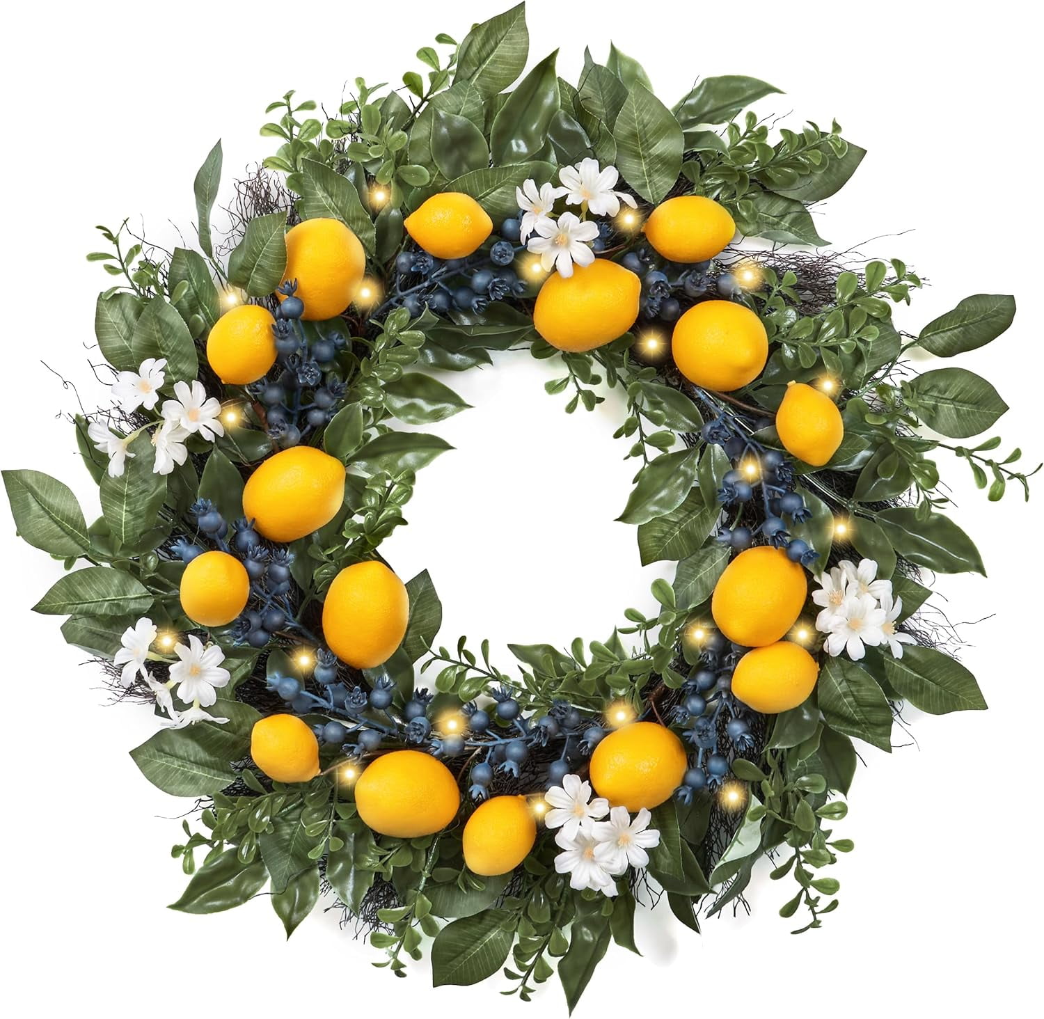 Valery Madelyn Spring Artificial Lemon Wreaths for Front Door with ...