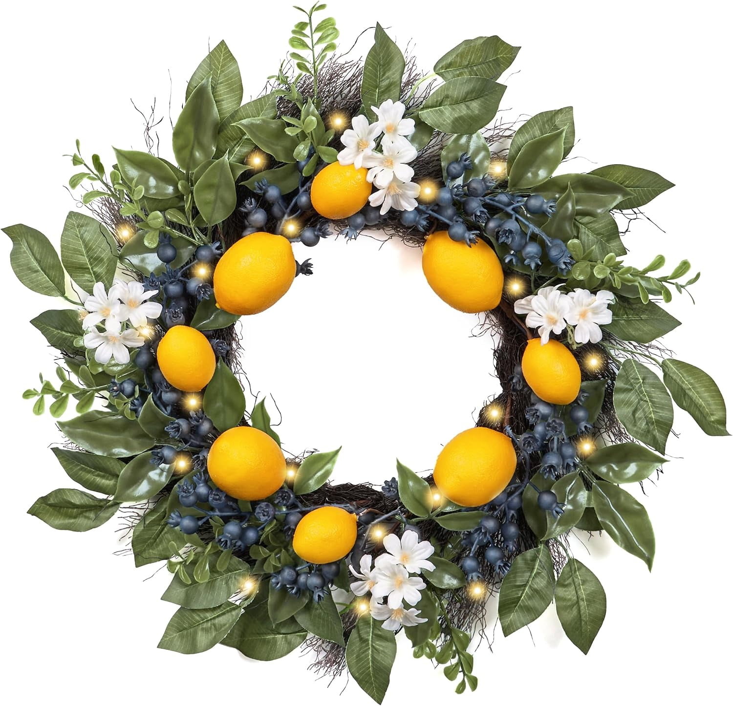 Valery Madelyn Spring Artificial Lemon Wreaths for Front Door with ...