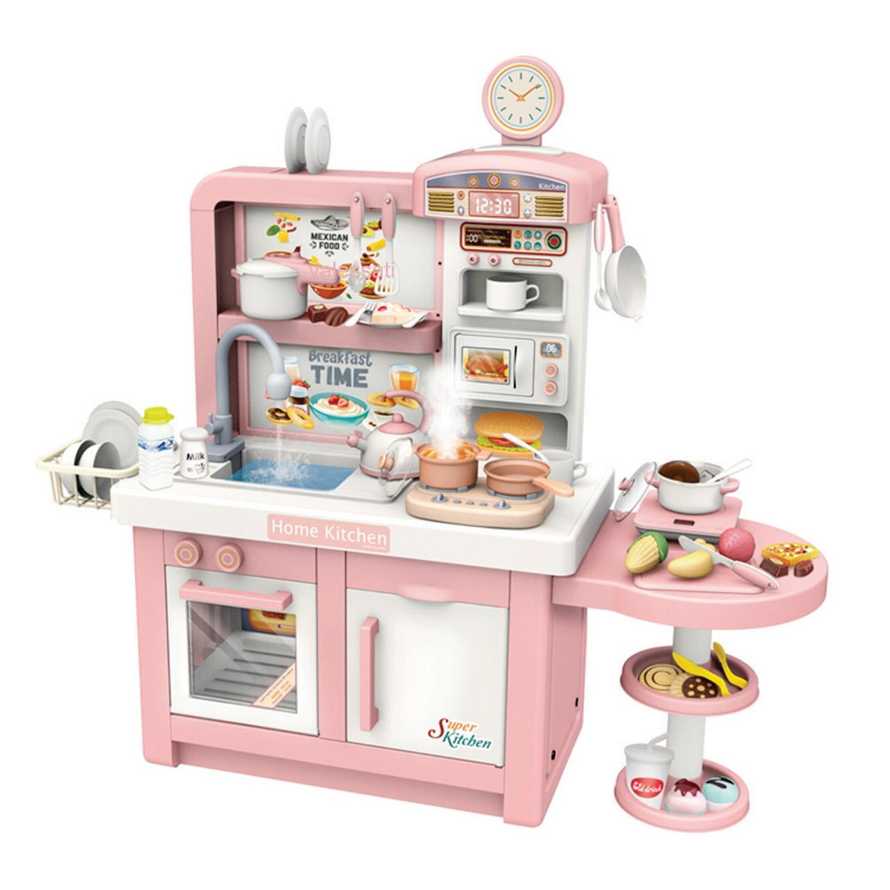 Valessati Kitchen Set Pink for Toddlers 49 Pieces Pretend Play Cook ...