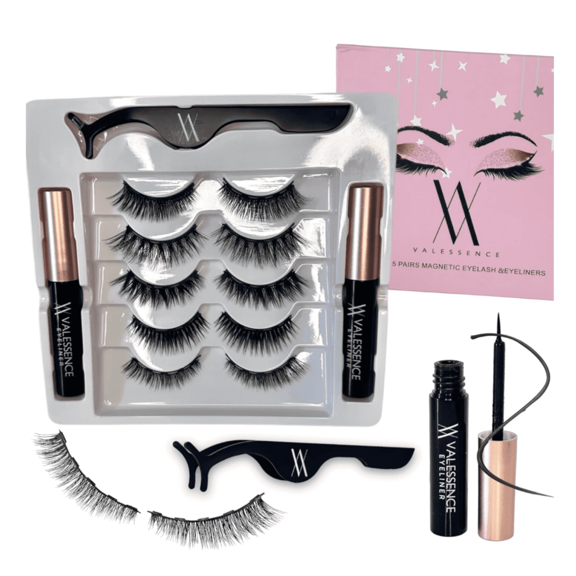 Valessence Magnetic Eyelashes Kit – 5 Reusable Lash Styles with ...