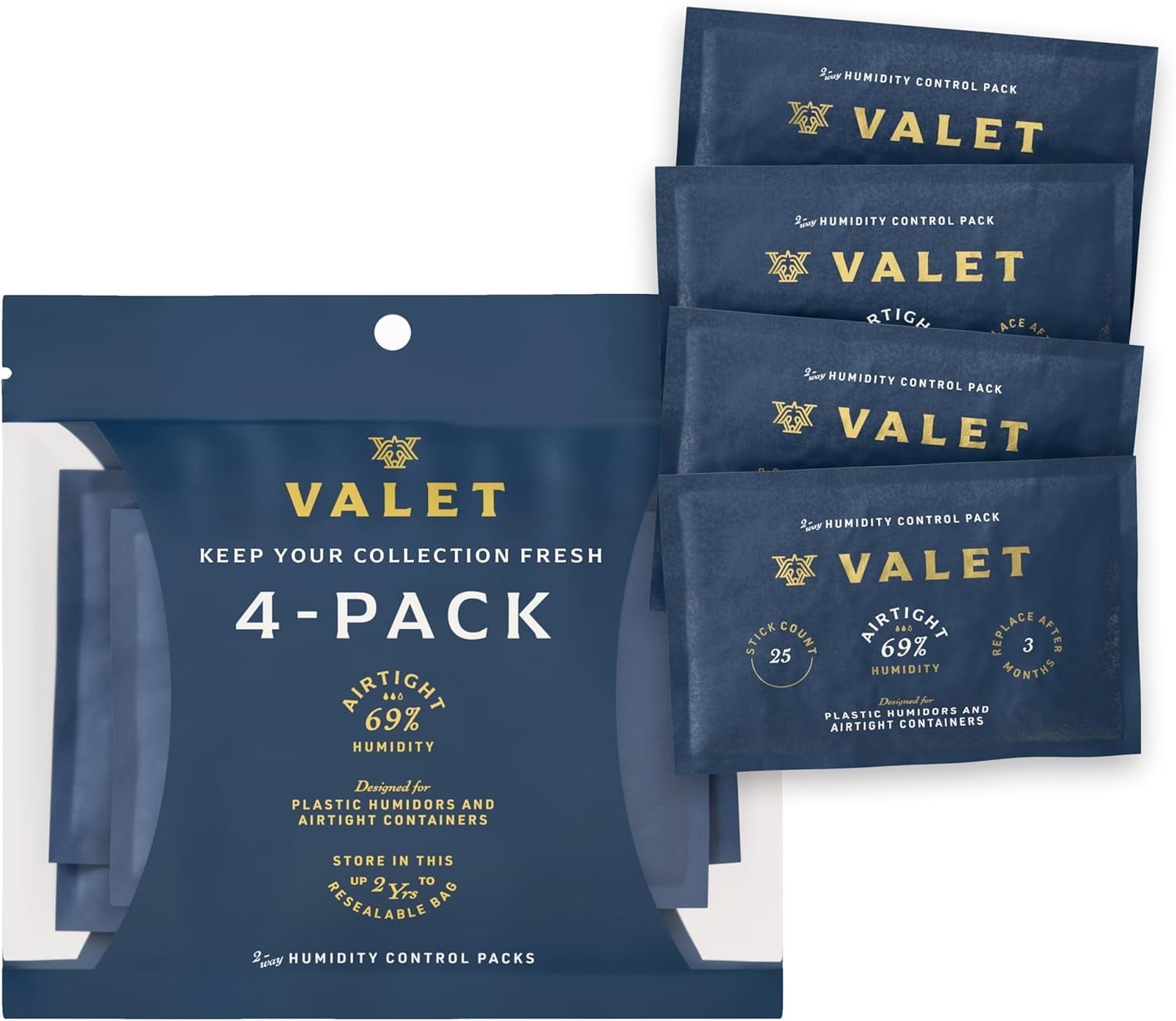Valet 69% Two-Way Humidity Control Packs for Plastic Containers, 4-Pack ...